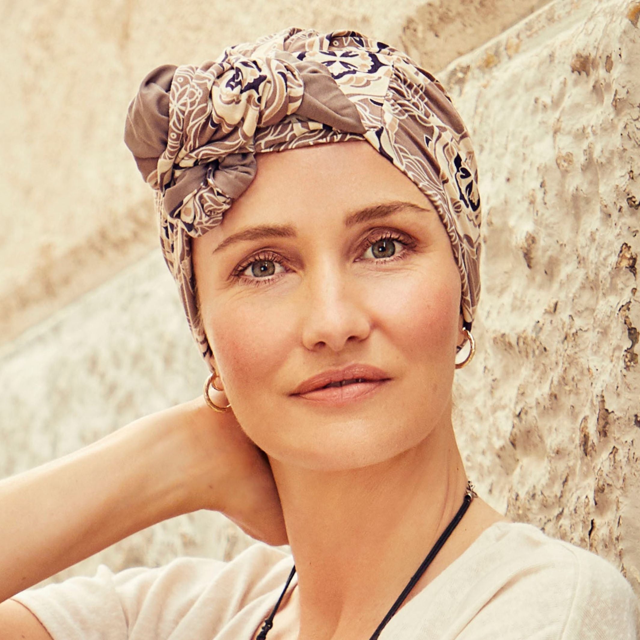 Shakti Turban - Beige Ornaments – Aurora Direct